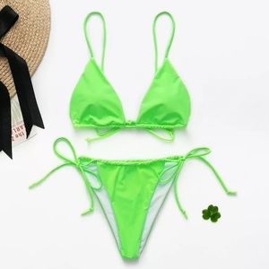 MK Boutique | Swim | Neon Green String Bikini Two Piece | Poshmark